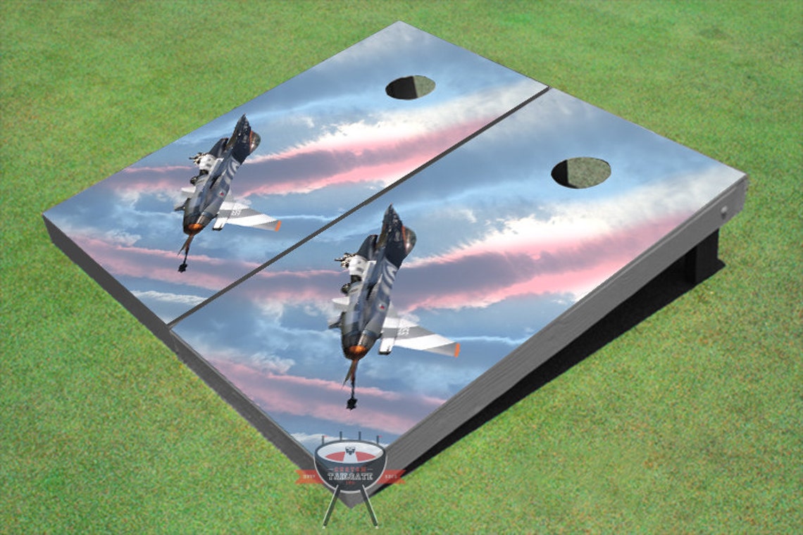 Custom Corn Hole Fighter Jet Graphic Cornhole Boards | Etsy