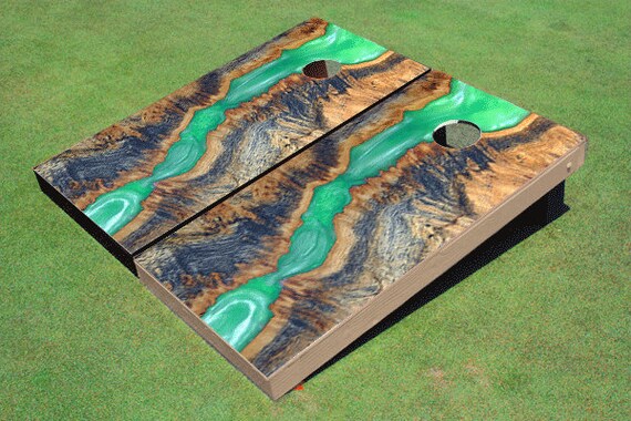 Custom Corn Hole River Table Look Green Graphic Cornhole - Etsy