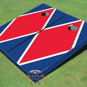 Painted Corn Hole Red and Royal Blue Matching Diamond Cornhole Boards ...