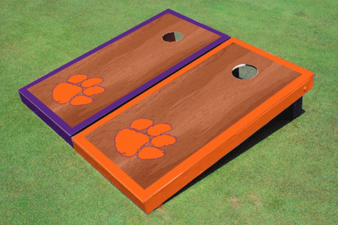Clemson University Tigers Paw Rosewood Orange and Purple Alternating ...