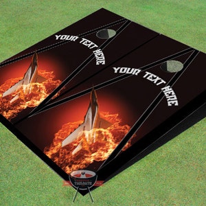 Custom Corn Hole Jet With Flames Graphic Cornhole Boards - Etsy