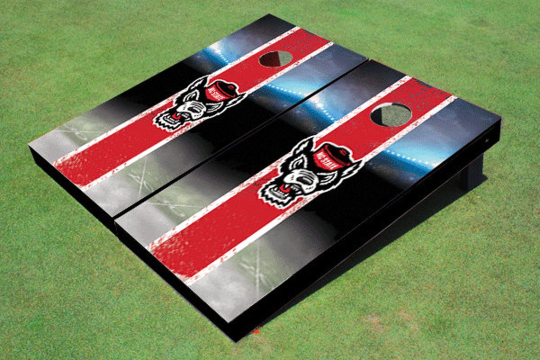NC State University Wolfpack Field Red Matching Long Stripe Cornhole ...