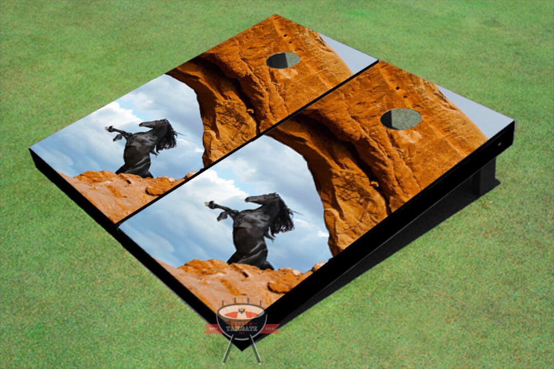 Custom Corn Hole Stone Arch With Horse Graphic Cornhole Boards - Etsy