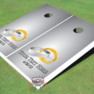 Custom Corn Hole Rings Gold and Silver Wedding Themed Cornhole Boards ...