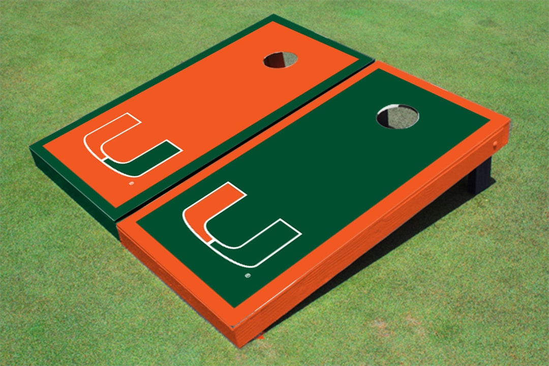 University of Miami Alternating Border Cornhole Boards - Etsy