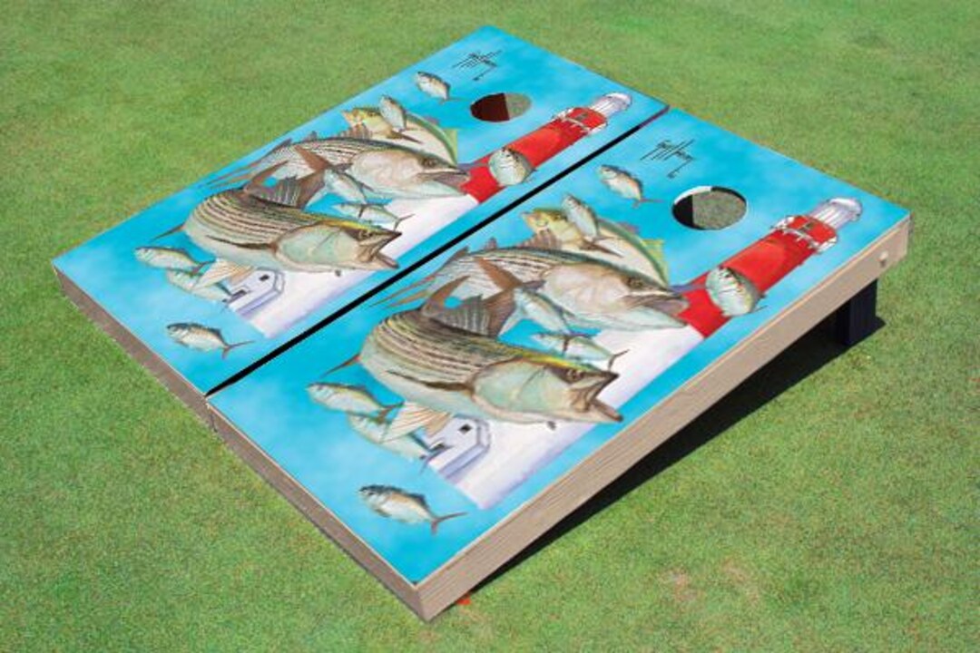 Custom Guy Harvey Bass Light House Cornhole Boards - Etsy
