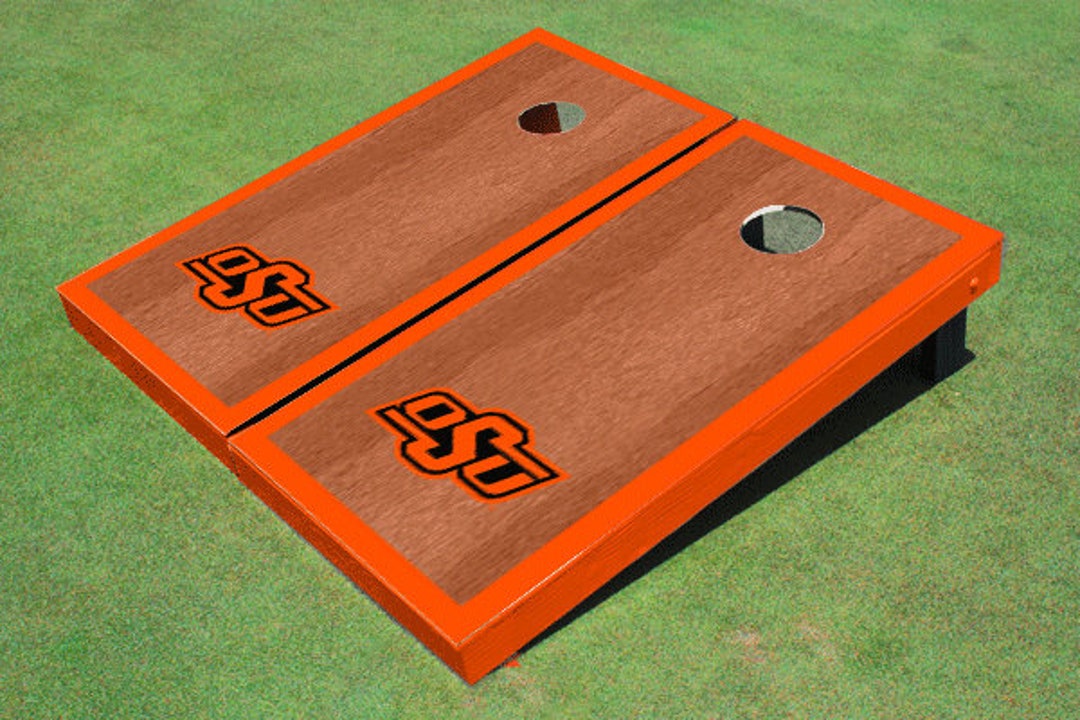 Oklahoma State University OSU Rosewood Orange Matching Border Cornhole ...