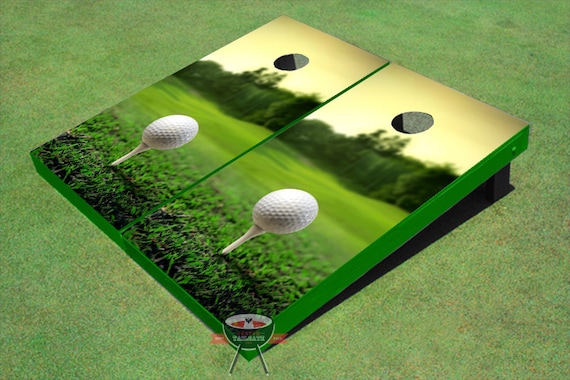 Custom Corn Hole Golf Tee Sunset Graphic Cornhole Boards | Etsy