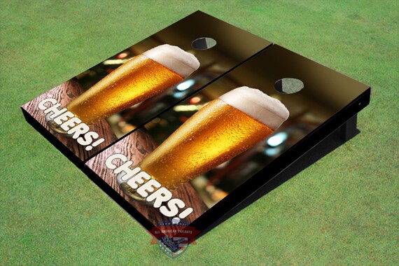 Custom Corn Hole Single Beer on Bar CHEERS Graphic Cornhole - Etsy