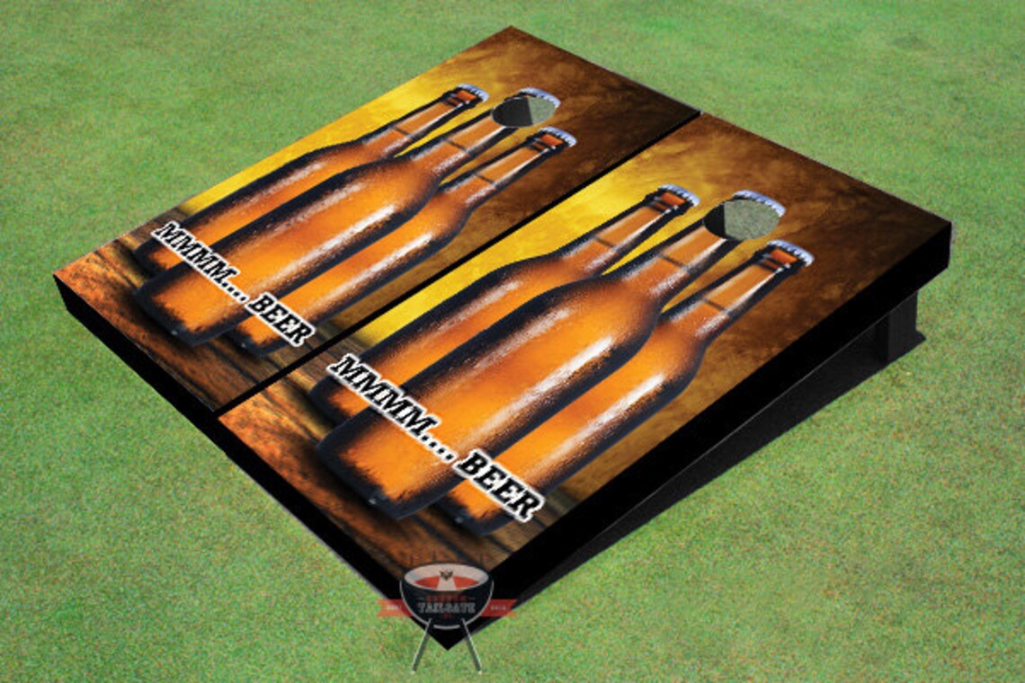 Custom Corn Hole Three Beers Mmm...beer Graphic Cornhole Boards - Etsy