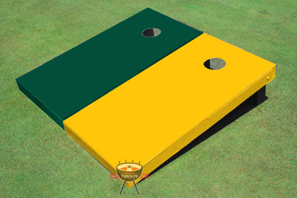 Painted Corn Hole Green and Yellow Solid Cornhole Boards - Etsy