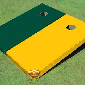 Painted Corn Hole Green and Yellow Solid Cornhole Boards - Etsy