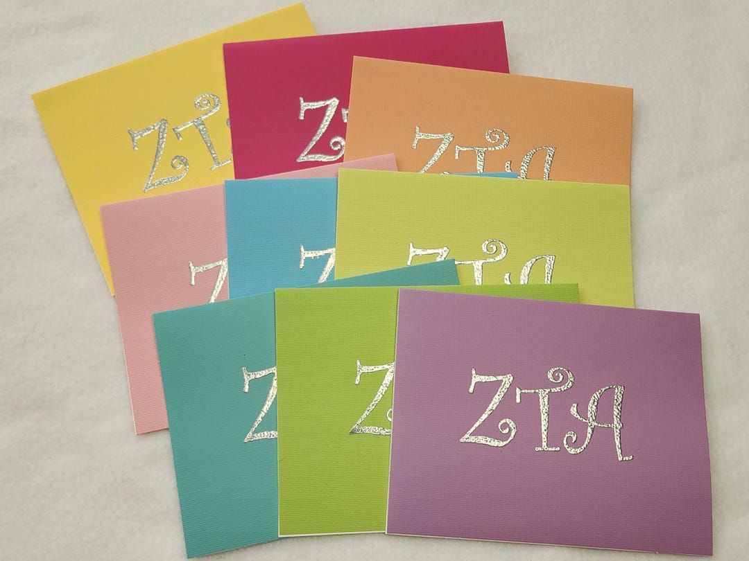 Zeta Tau Alpha Pastel Rainbow Embossed Note Cards (set of FIVE (5 ...
