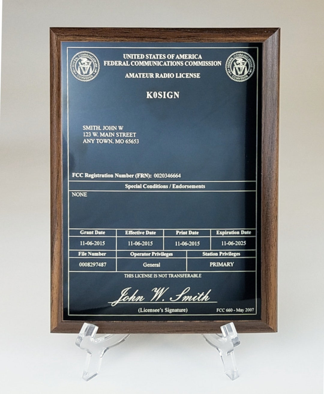 Amateur Radio License Plaque Black & Gold on Walnut - Etsy