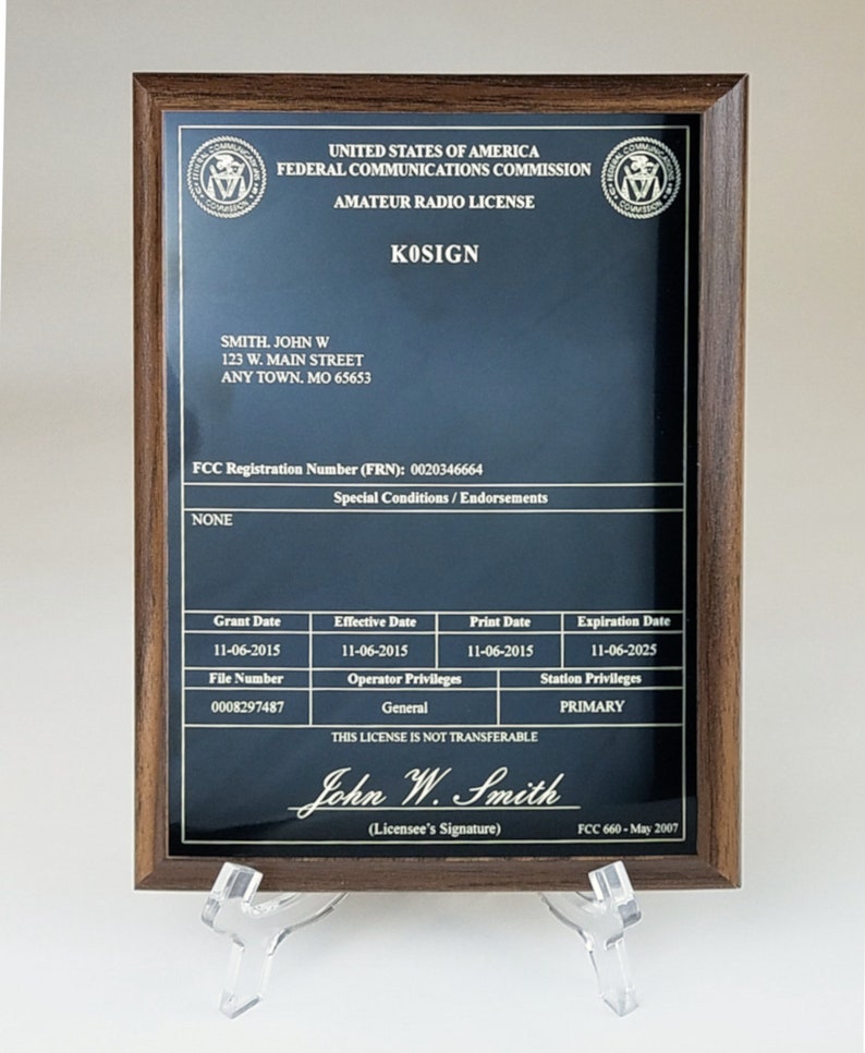 Amateur Radio License Plaque Black & Gold on Walnut - Etsy