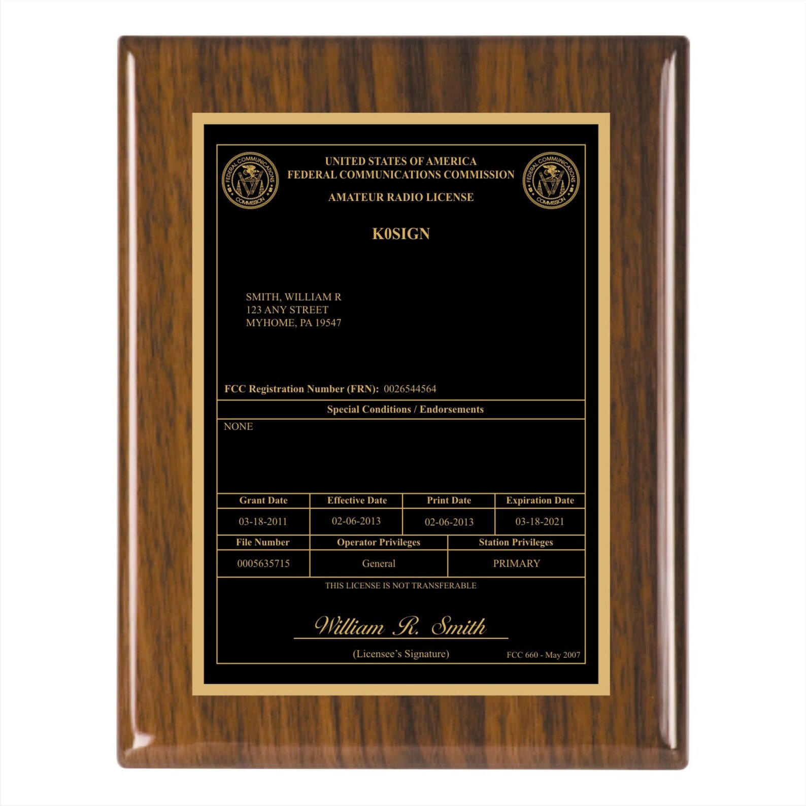 Piano Finish FCC Amateur Radio License Plaques - Etsy