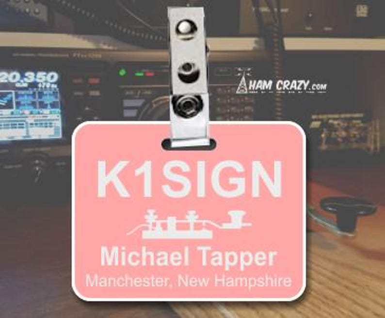 CW Key Ham Radio Name Badge With Callsign - Square With Clip - Amateur ...