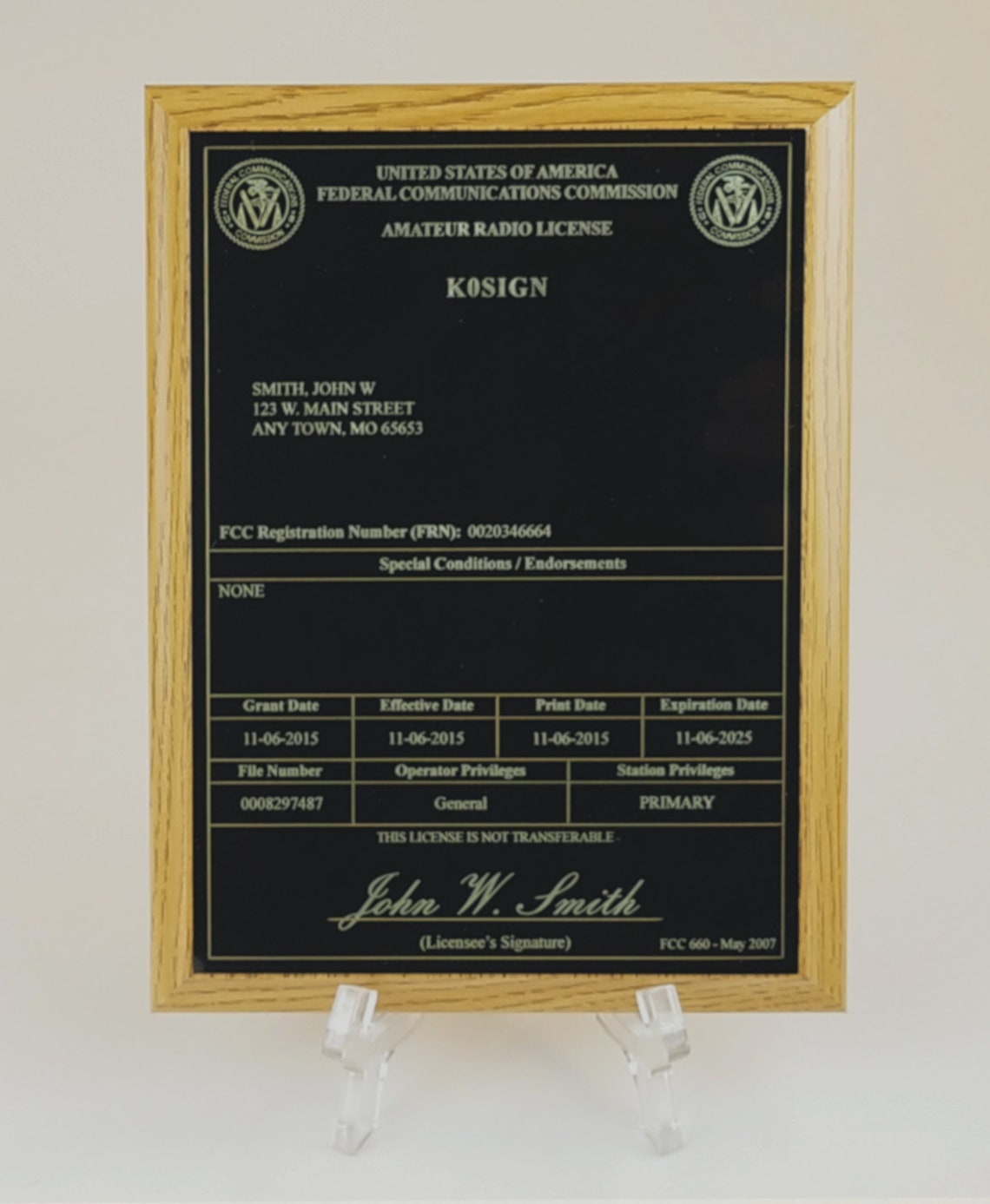 Amateur Radio License HAM Plaque Oak - Etsy