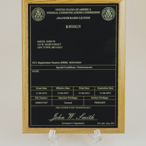 Real-sign™ FCC Amateur Radio License Plaque for Ham Radio - Etsy
