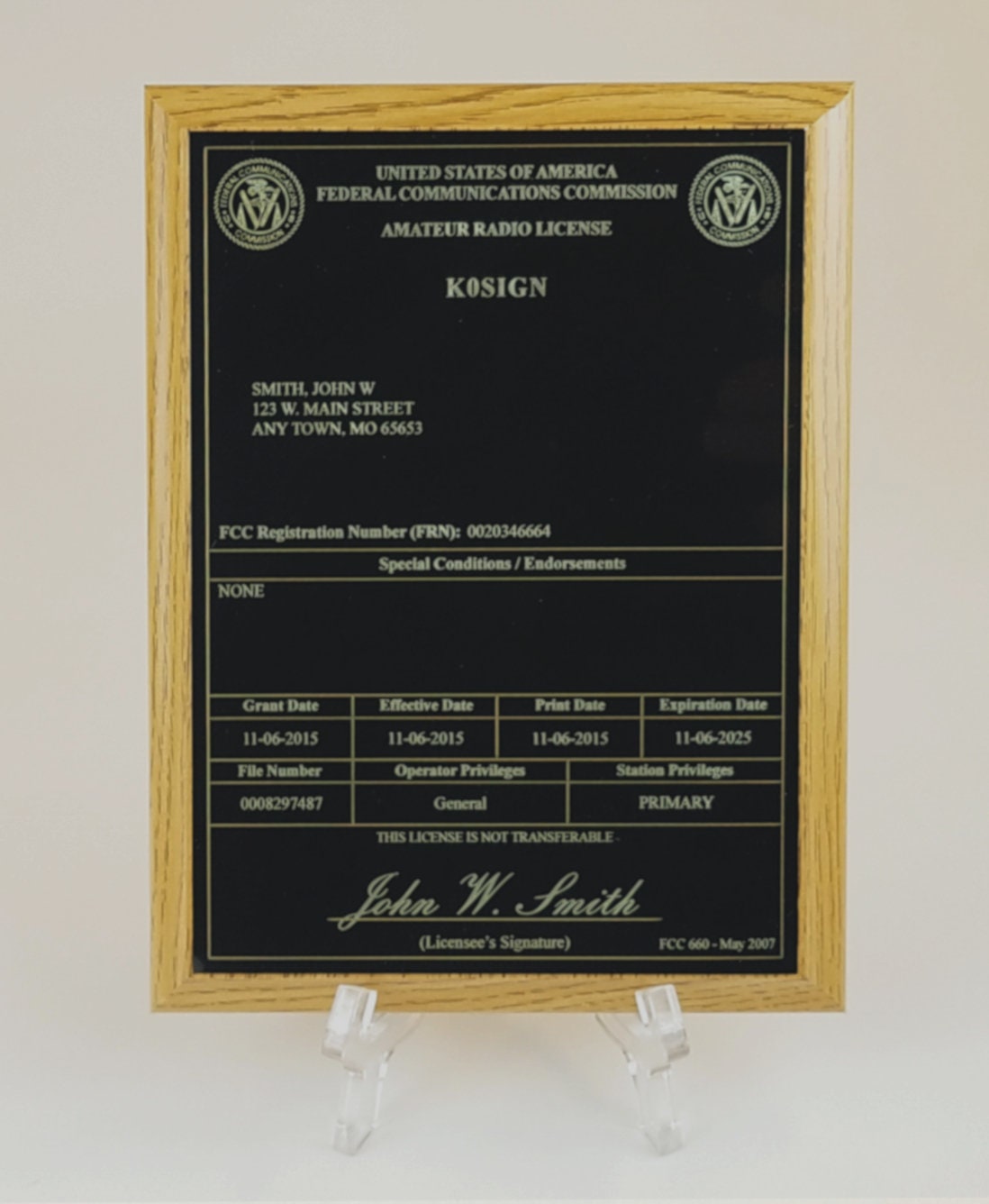 Amateur Radio License HAM Plaque Oak | Etsy