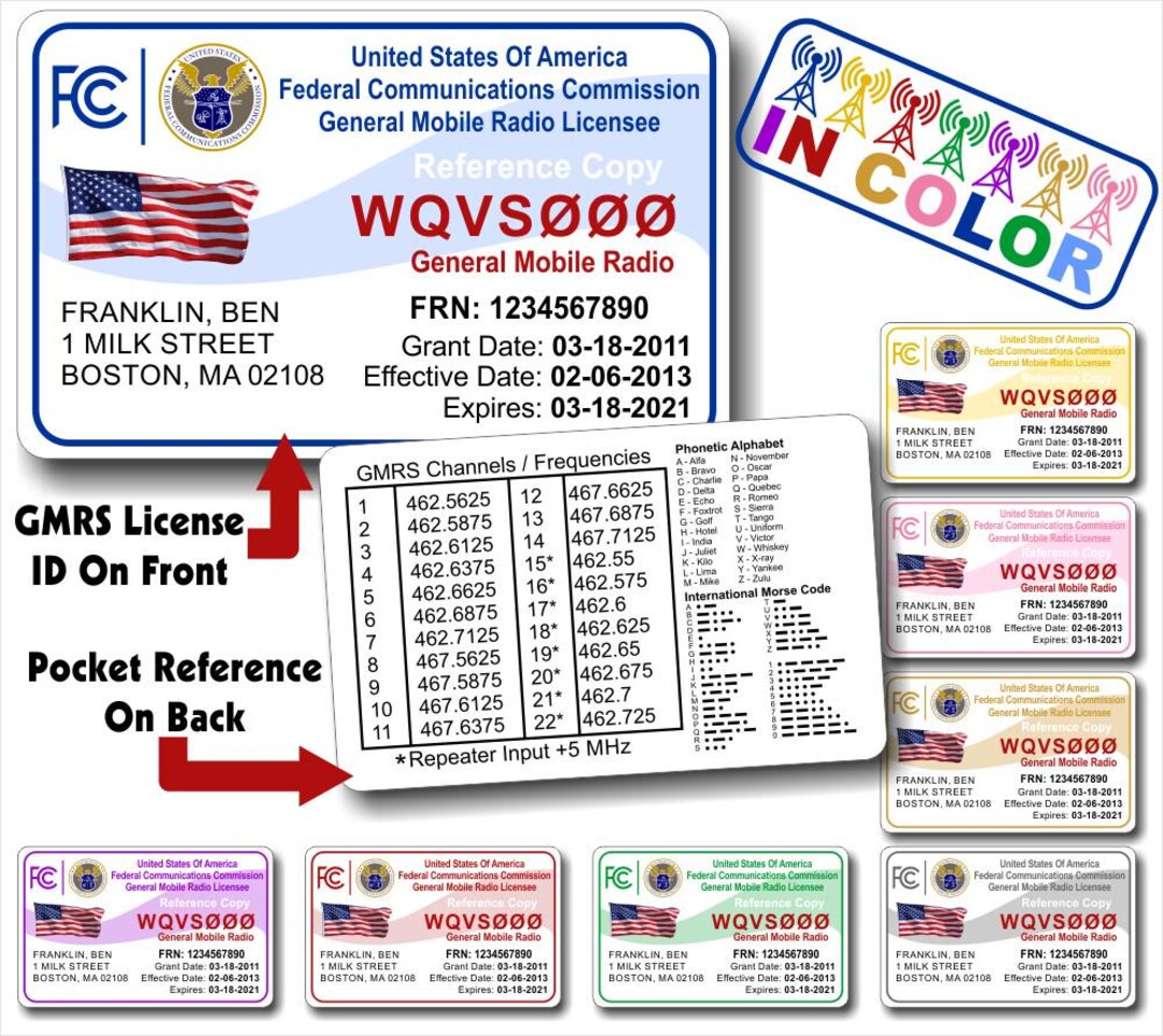 FCC GMRS Radio License ID Card - General Mobile Radio Service - Etsy
