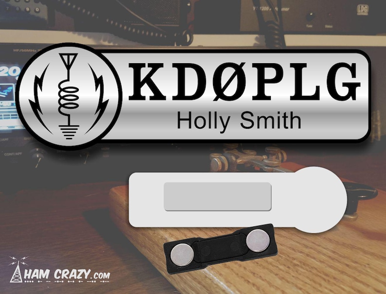 Ham Radio Icon Callsign Name Badge With Magnet Backing for Amateur ...