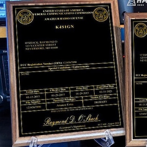 Amateur Radio License Plaque - Black & Gold on Walnut - Etsy