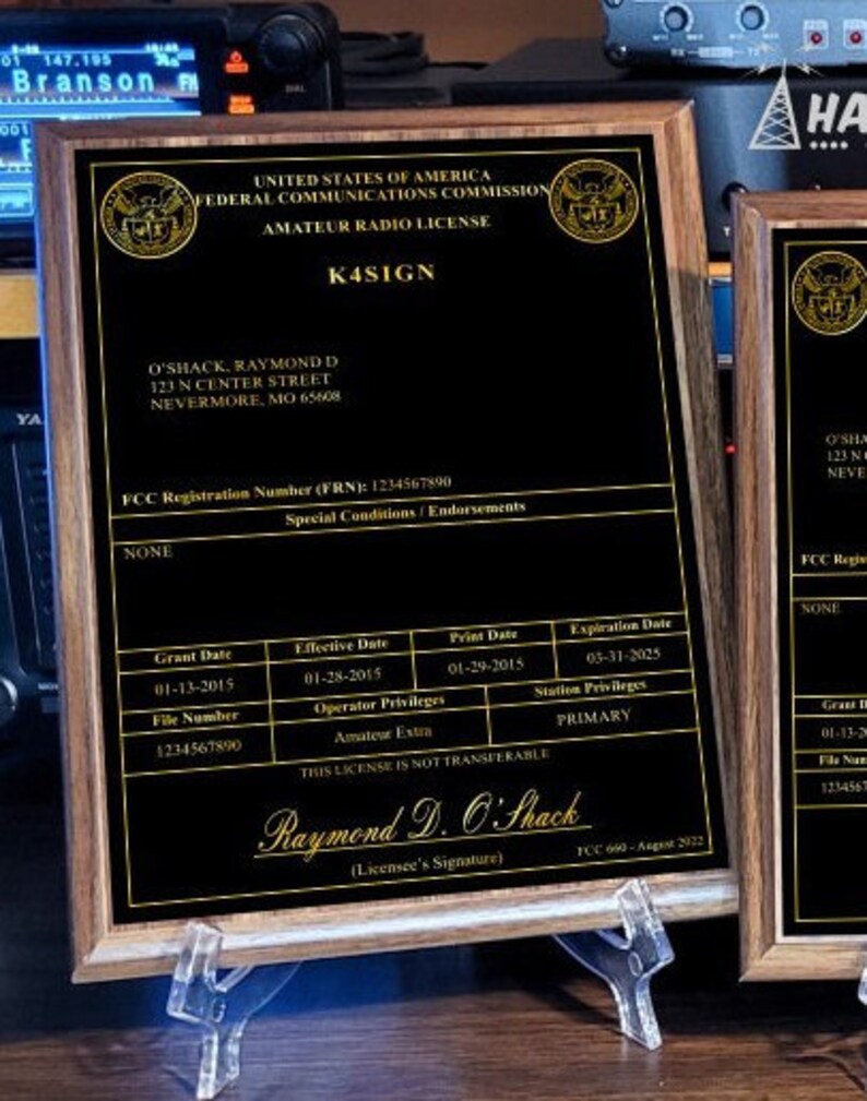 Amateur Radio License Plaque - Black & Gold on Walnut - Etsy