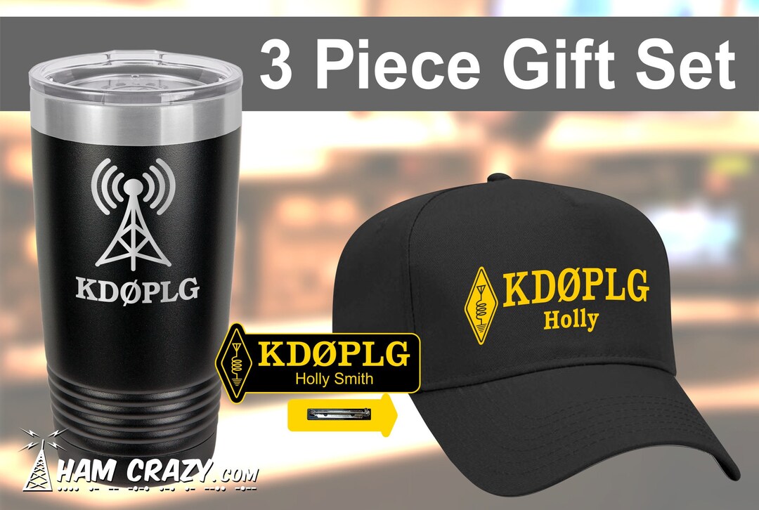 Ham Radio Call Sign Hat, Name Badge & 20oz. Tumbler Gift Set - Etsy