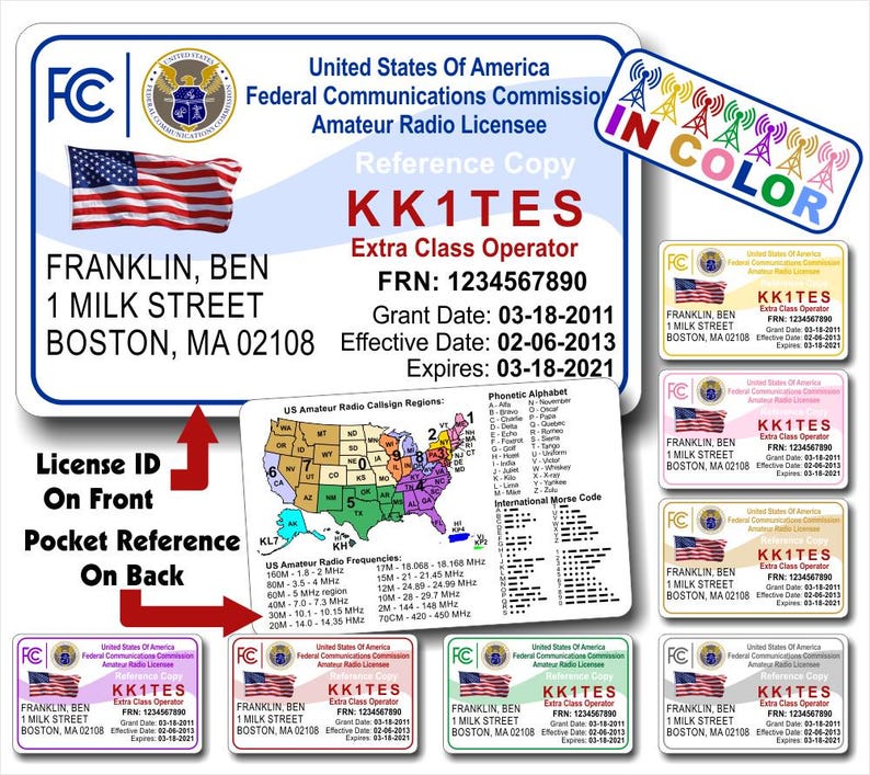 Ham Radio FCC Amateur Radio License ID Card in Color - Etsy