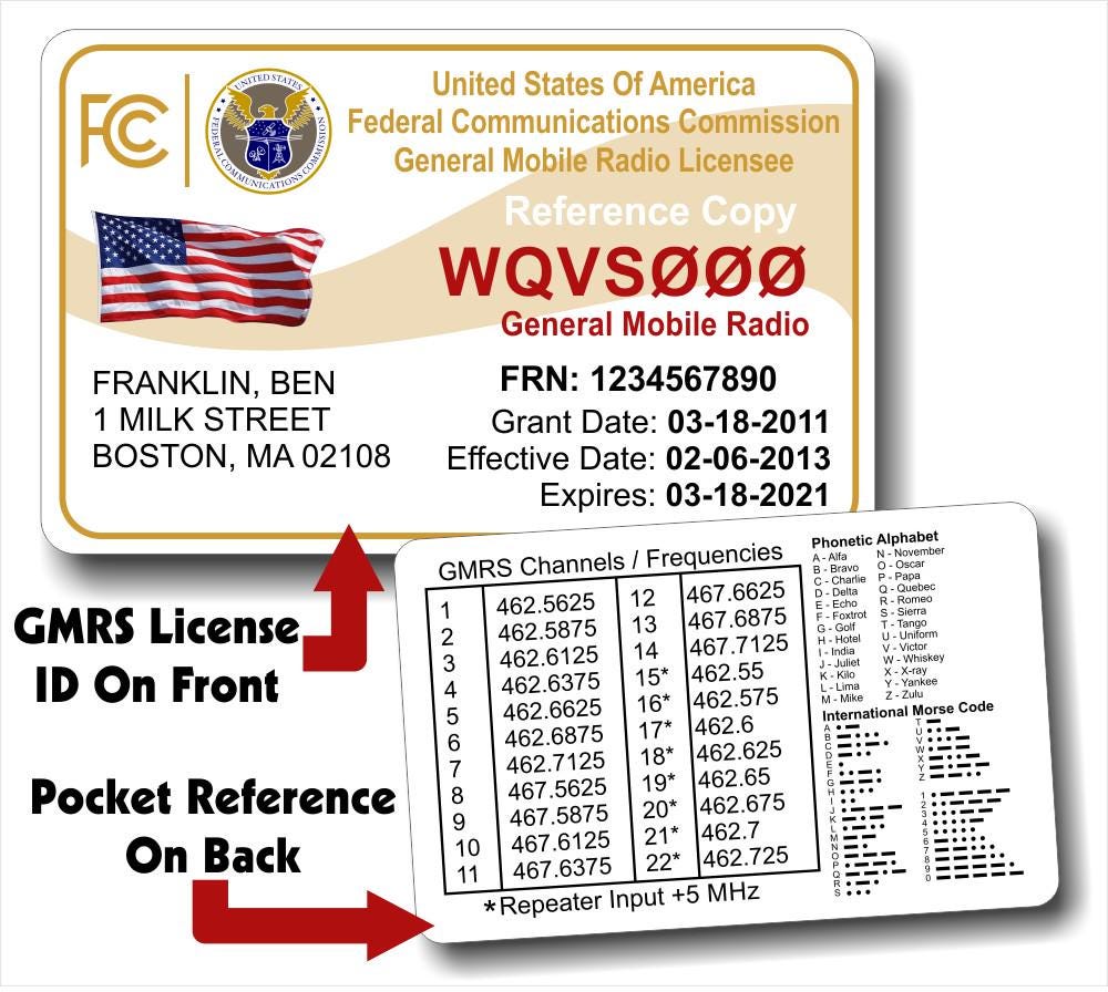 FCC GMRS Radio License ID Card - General Mobile Radio Service - Etsy
