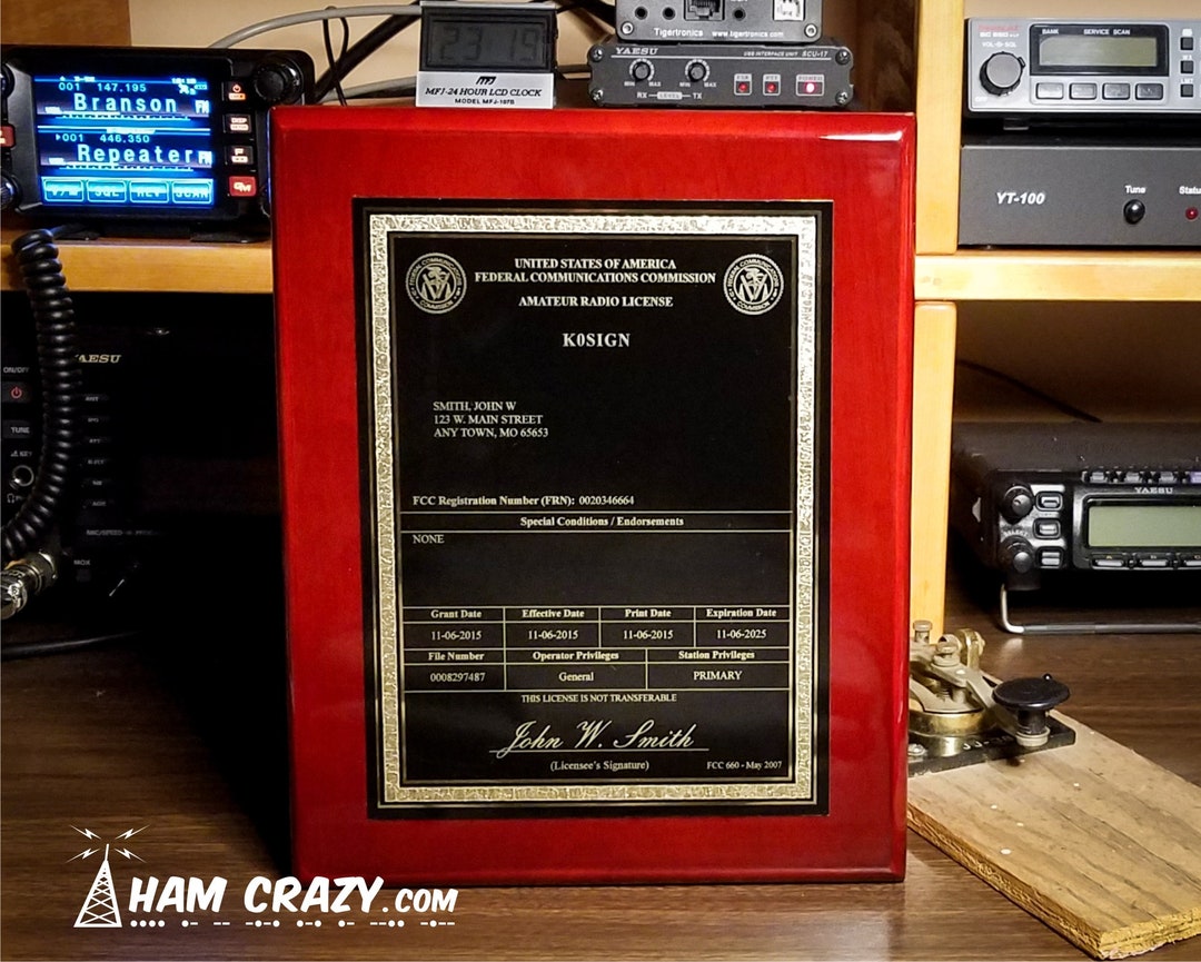 Piano Finish FCC Amateur Radio License Plaques - Etsy