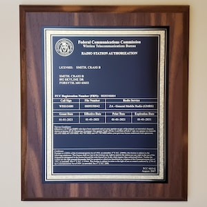 Laser Engraved FCC GMRS License Plaque for General Mobile Radio Service ...