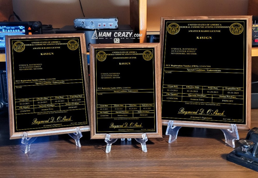 Amateur Radio License Plaque - Black & Gold on Walnut - Etsy