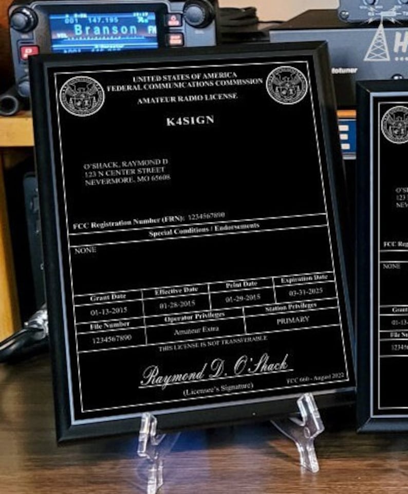 Amateur Radio License Plaque - Black & White - Etsy