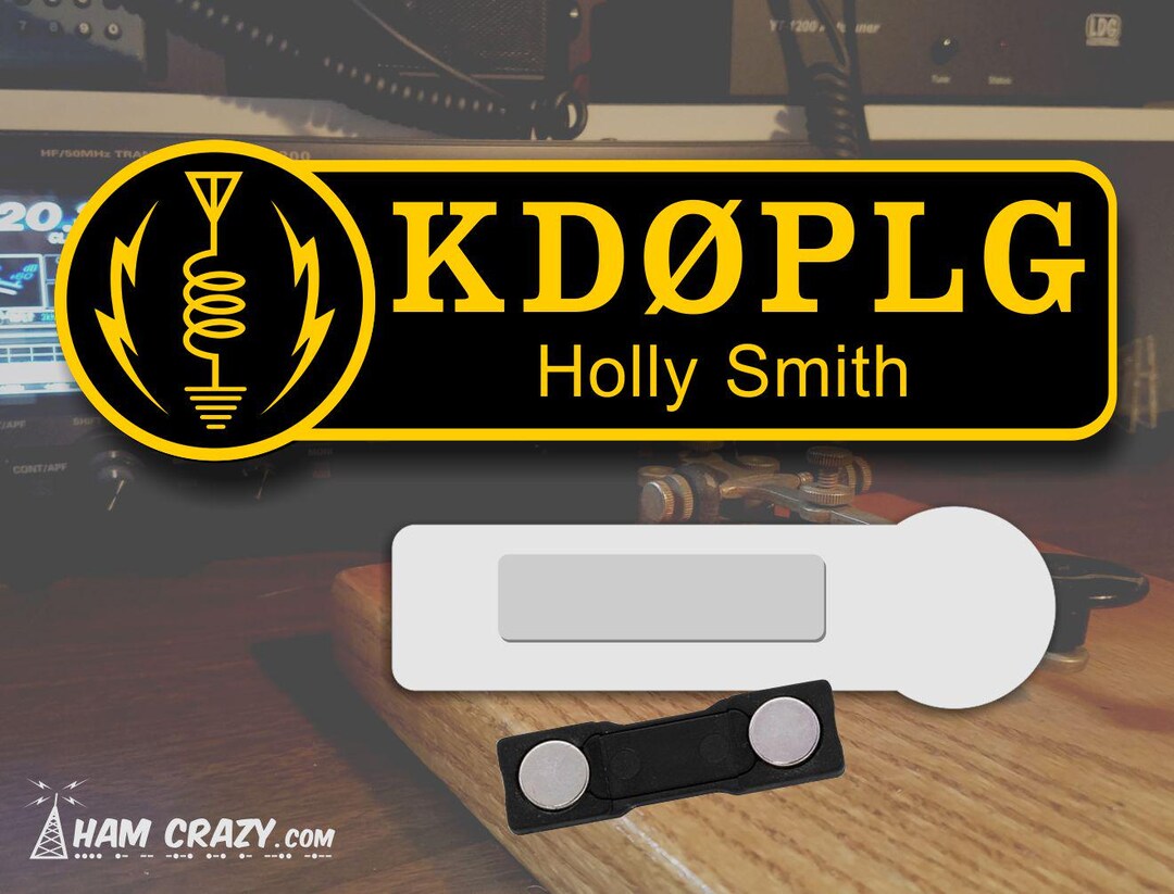 Ham Radio Icon Callsign Name Badge With Magnet Backing for Amateur ...