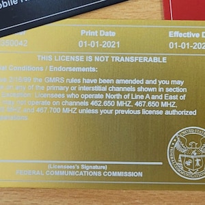 ALUMINUM FCC GMRS Amateur Radio License Reference Copy Card - Etsy