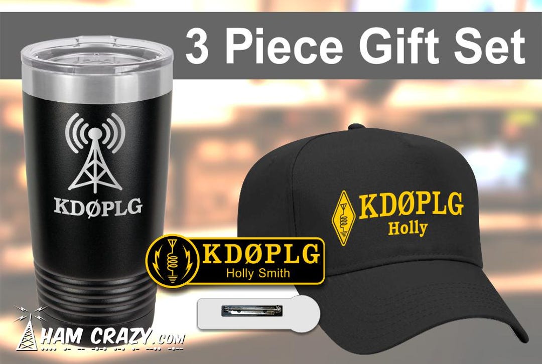 Ham Radio Call Sign Hat, Name Badge & 20oz. Tumbler Gift Set - Etsy