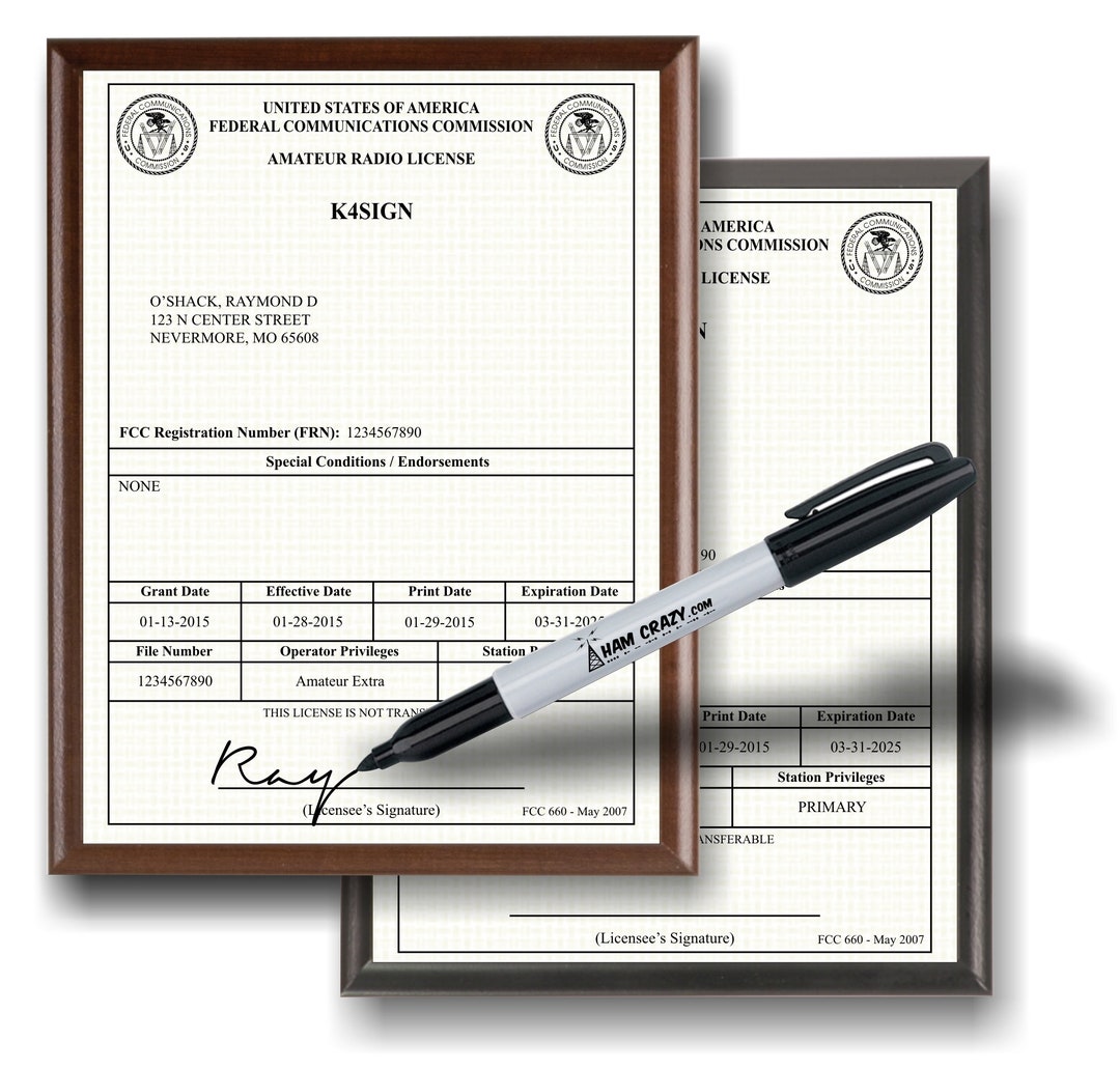 Real-sign™ FCC Amateur Radio License Plaque for Ham Radio - Etsy