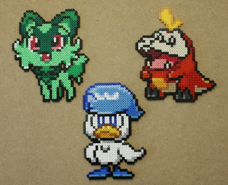 Sprigatito Fuecoco Quaxly Perler Hama Beads Pokemon Scarlet - Etsy Canada