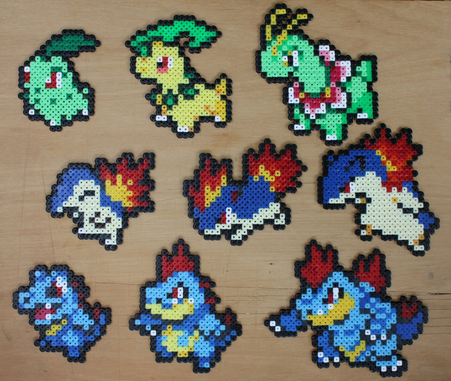 Pokemon Handmade Perler Bead Figure Chikorita Cyndaquil - Etsy Australia
