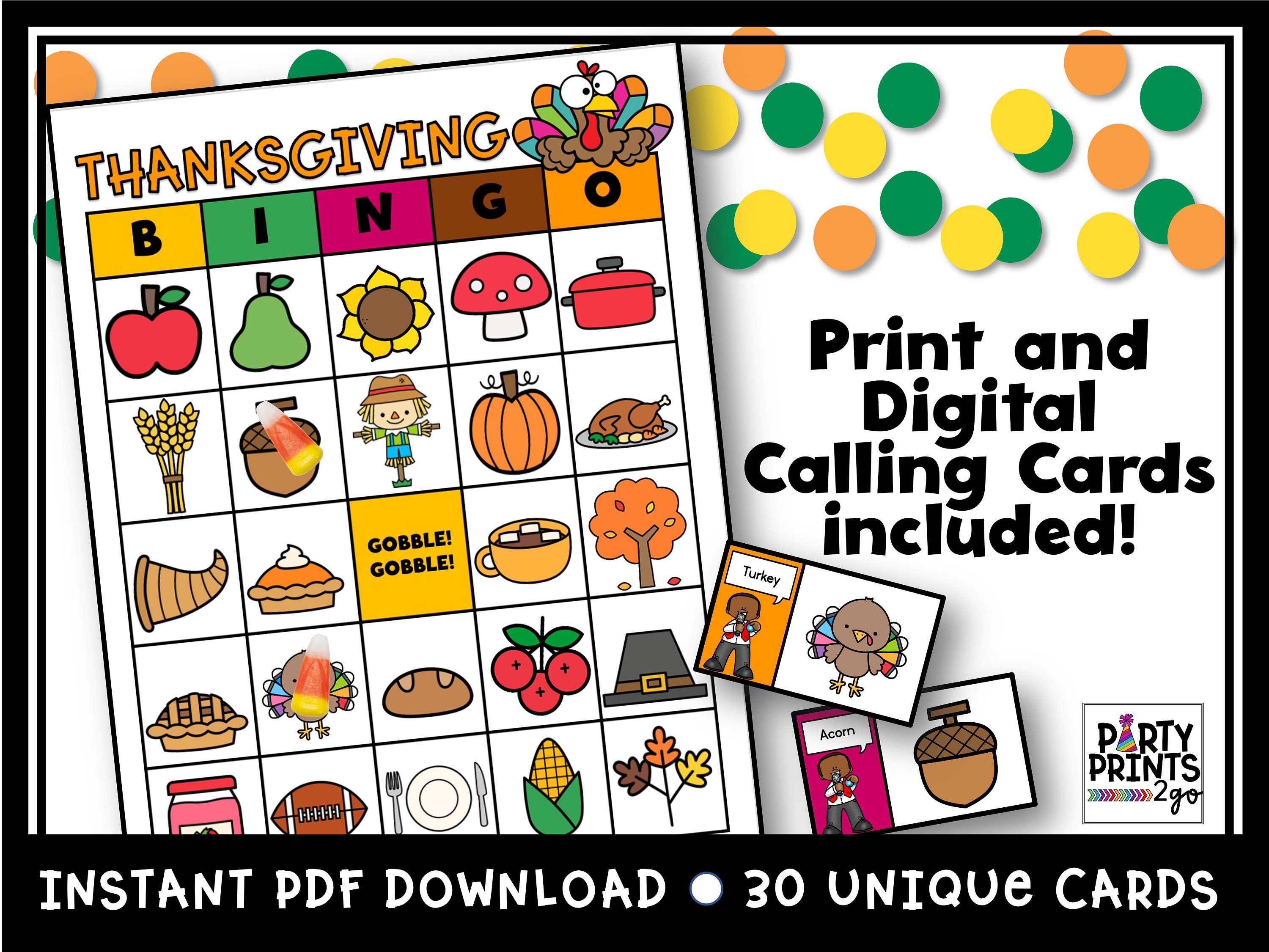 Thanksgiving Bingo | Printable Bingo Cards | Instant Download | Fall ...