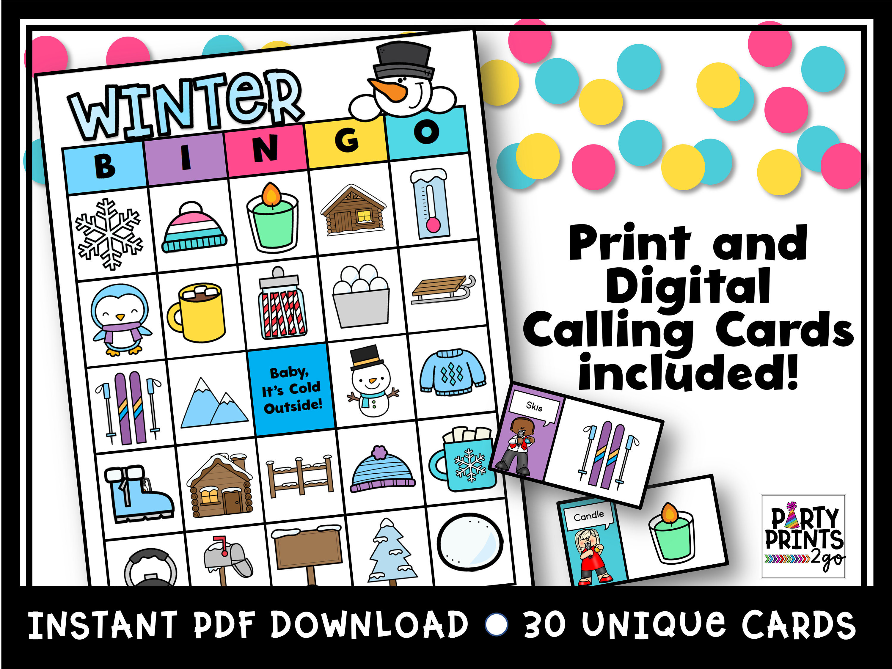 Winter Bingo | Printable Bingo Cards | Bingo Cards for 30 | Winter ...
