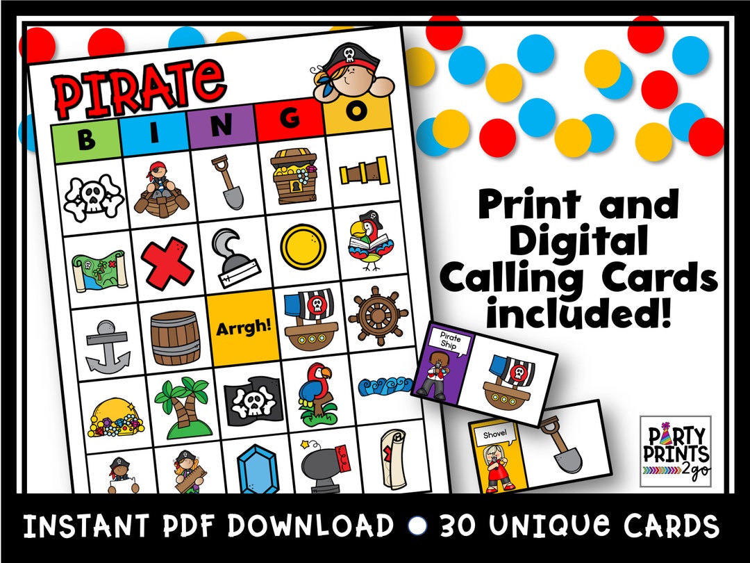 Pirate Bingo | Birthday Party Bingo | Pirate Party Activity | Birthday ...