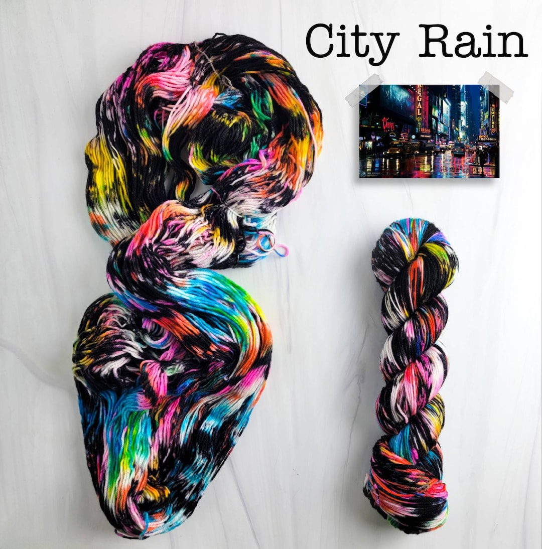 City Rain - Hand Dyed Variegated Yarn - Fingering to Worsted Weight ...