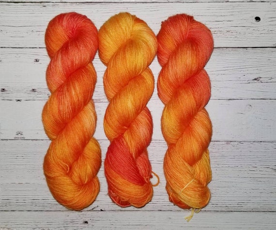Monarch Orange Hand Dyed Variegated Yarn Fingering to | Etsy