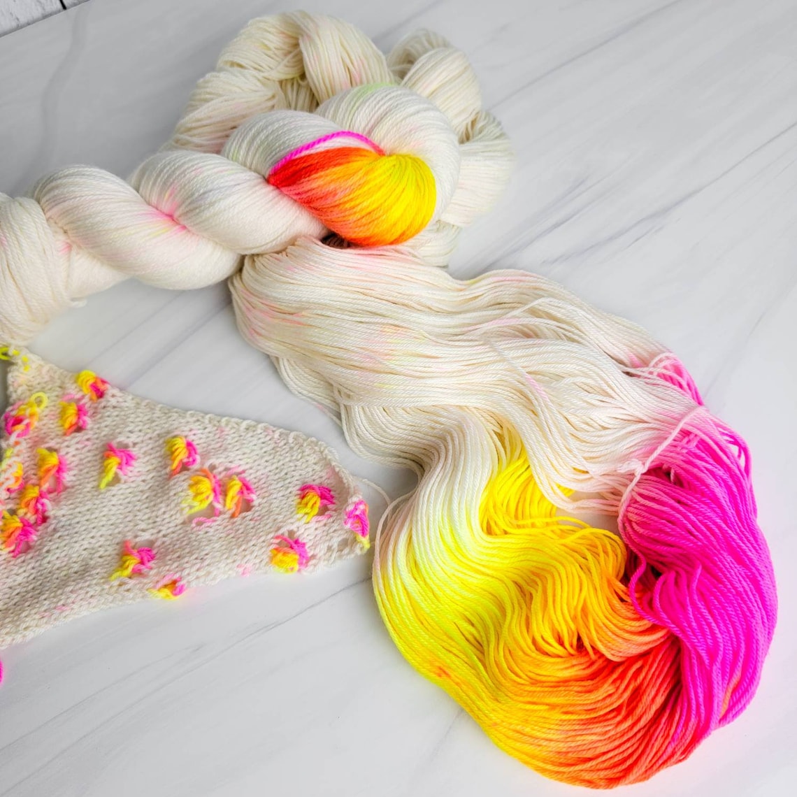 Neon Flowers- Hand Dyed Assigned Color Pooling Yarn - Lace Fingering ...