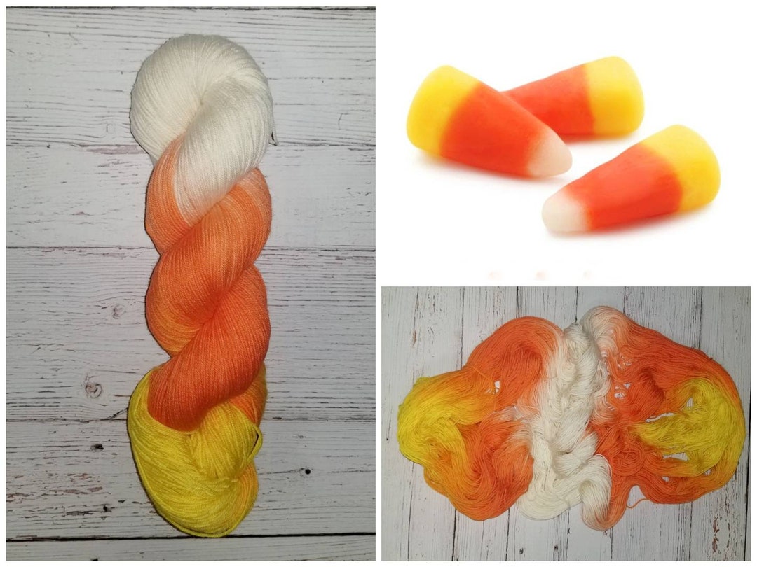 Candy Corn- Hand Dyed Variegated Yarn - Fingering Lace to Worsted to ...