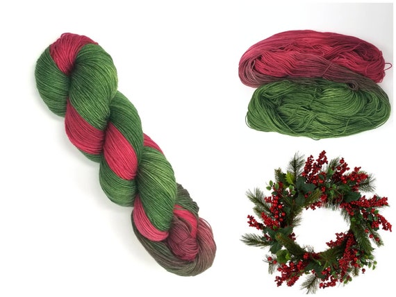 Holly Wreath Hand dyed variegated Yarn Choose Your Base | Etsy