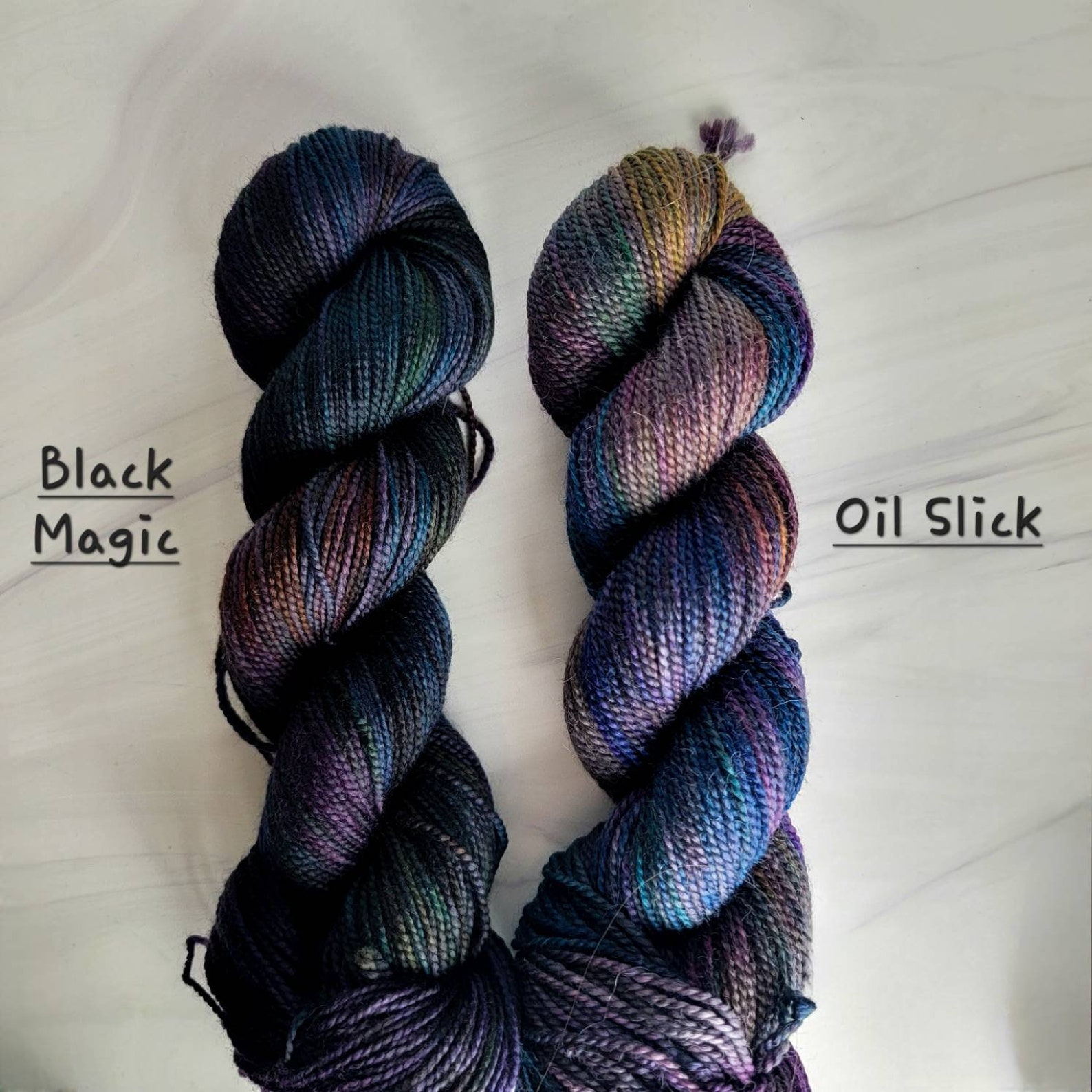 Oil Slick - Hand Dyed Variegated Yarn - Fingering to Worsted Weight ...